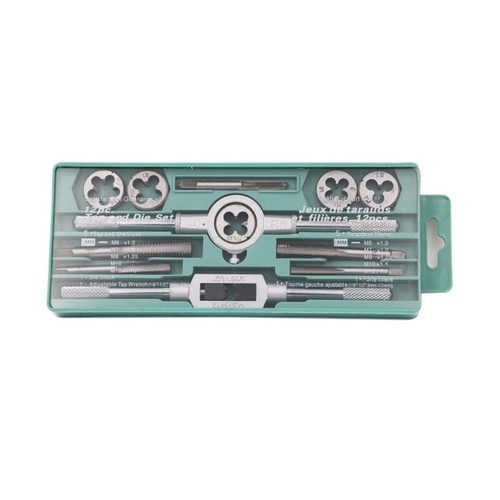 Tap & Die Set 12 Pcs M6-m12 Screw Nut Thread Taps Dies with Wrench ...
