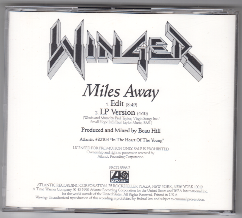 Winger Promo CD Single "Miles Away" Atlantic (PRCD 3566) Near Mint | eBay