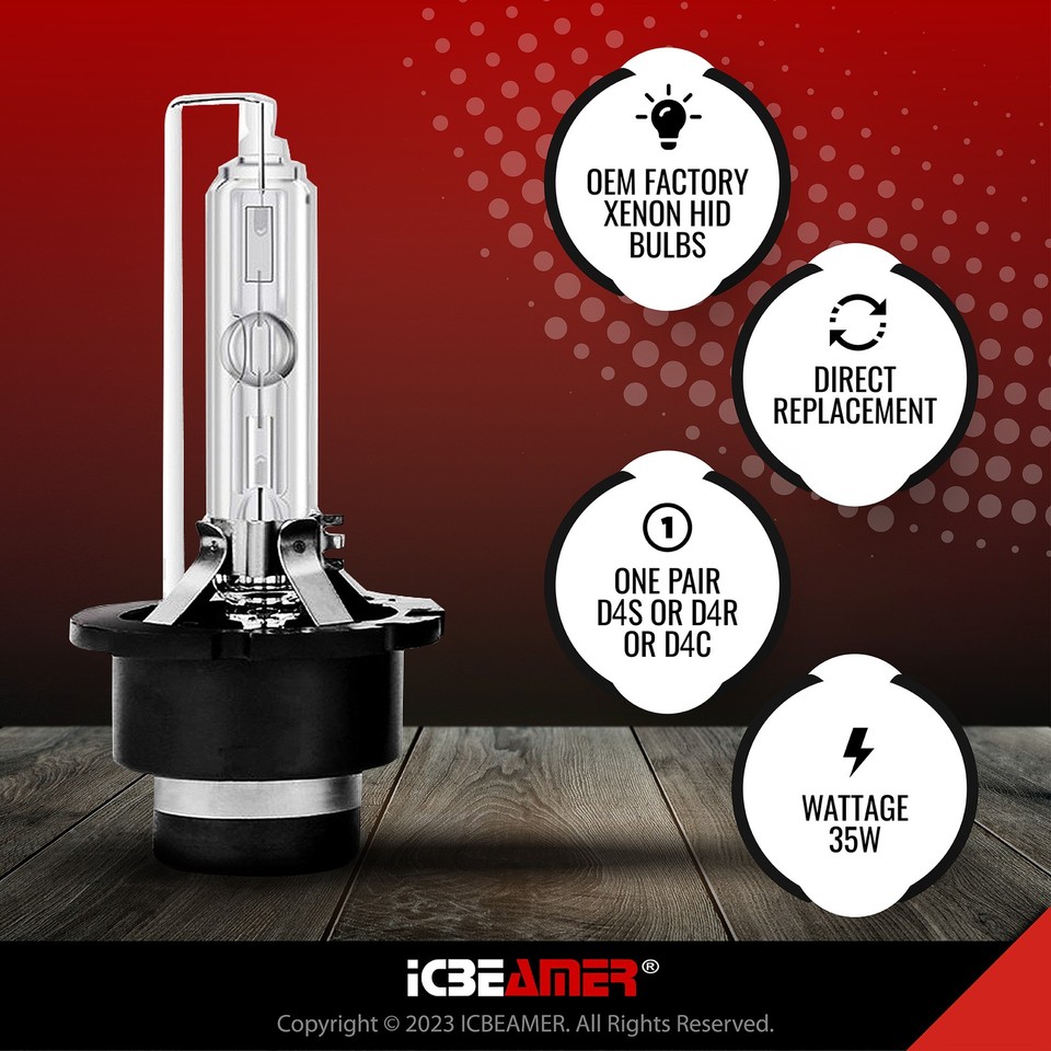 10000K D4R D4S Xenon Blue HID Plug & Play fit Low Beam Socket Light ...