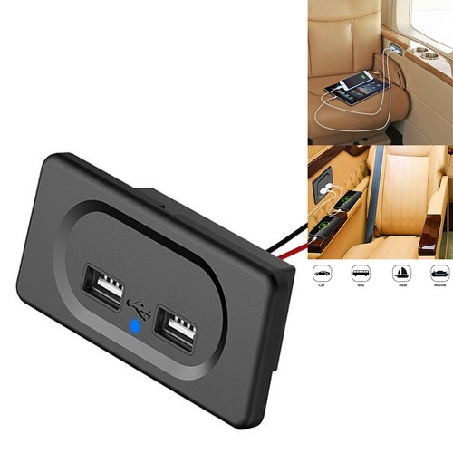 12V USB Car Charger Panel Short Line Dual Double Socket Module ...