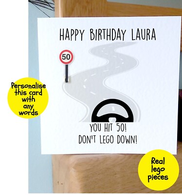 Personalised made with real LEGO Happy Birthday 50TH Card ...
