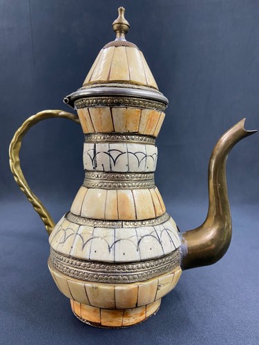 Traditional Moroccan Metal Teapot Coffee Maker Enhanced With Camel Bone ...