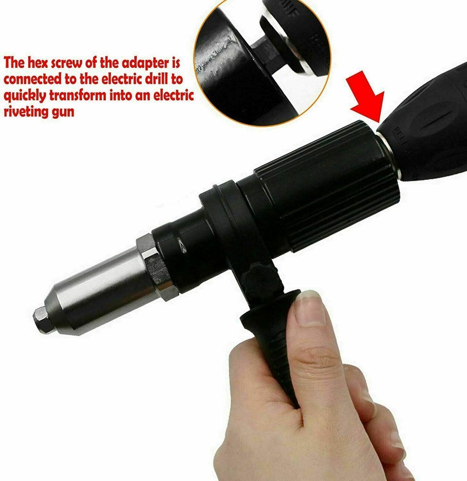 Electric Rivet Nut Gun Adaptor Insert Cordless Power Drill Tool Kit Set ...