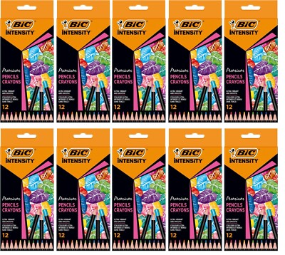 10 x Bulk 12 Pack BIC Intensity Premium Colouring Pencils- Assorted ...