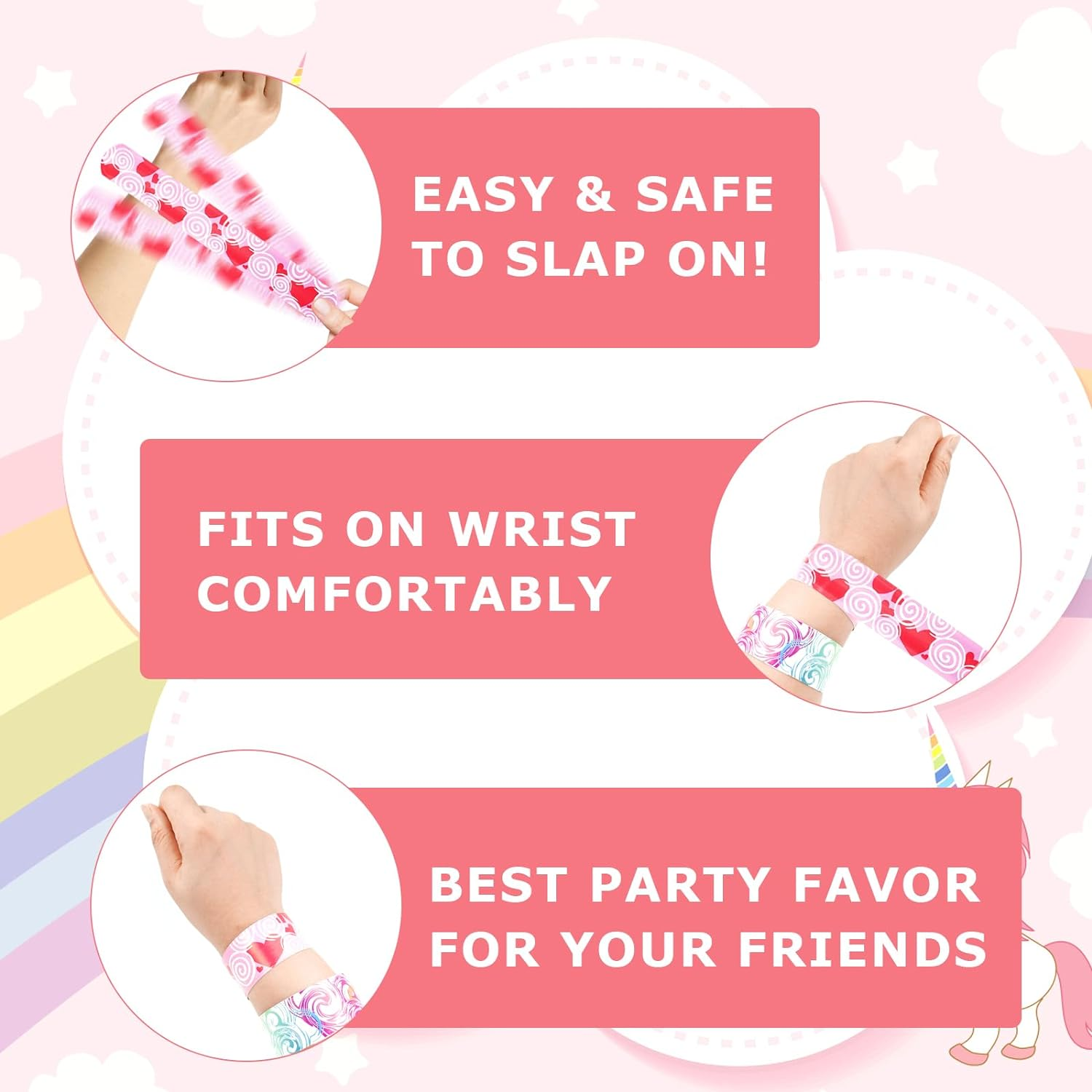 50 PCS Slap Bracelets for Kids Birthday Party Favors Treasure Box Toys ...