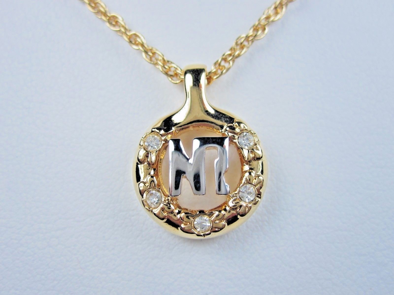 Nina Ricci Gold Plated Pendant with NR logo & Swarovski Crystals - 16 ...