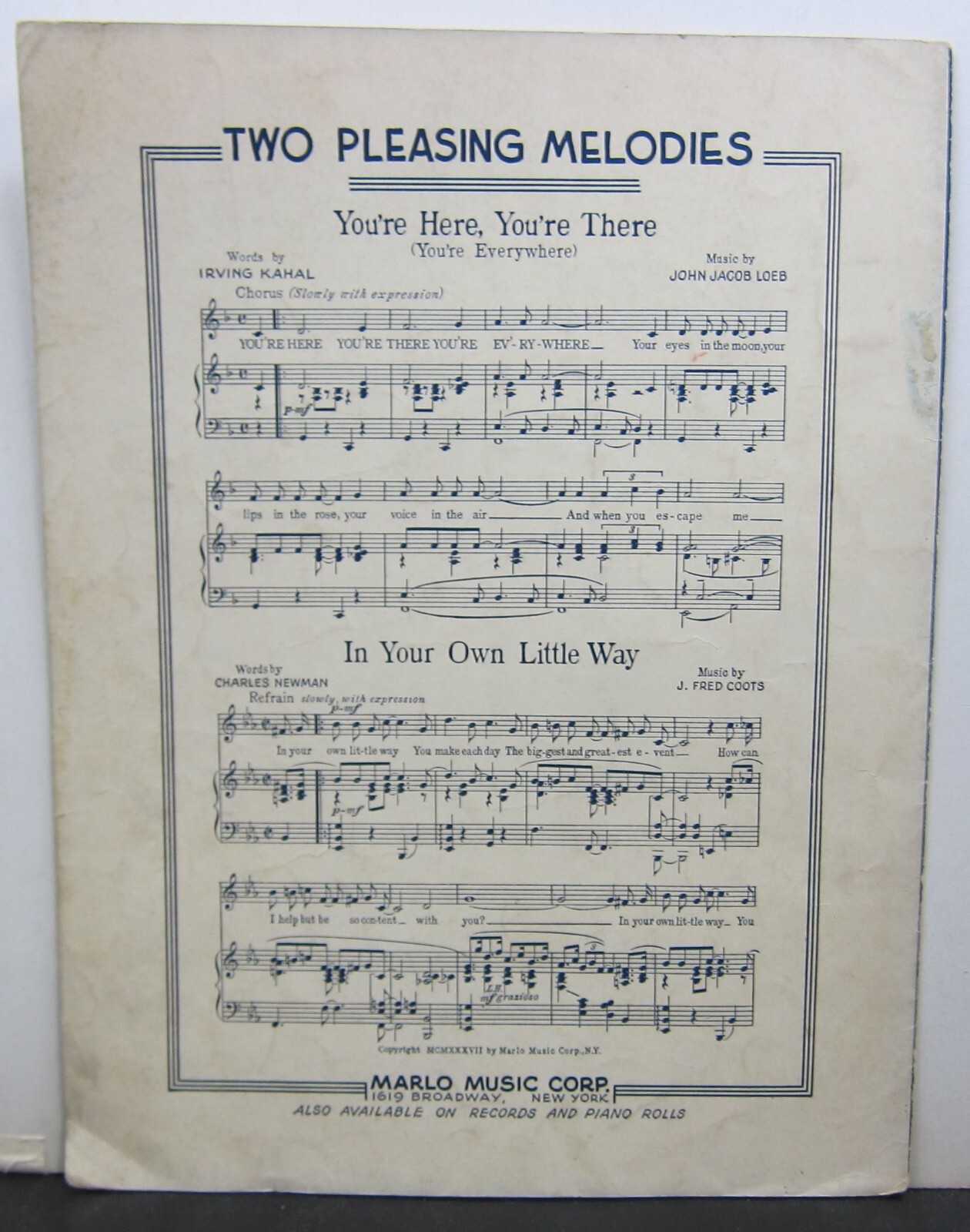 Harbor Lights - Jimmy Kennedy & Hugh Williams - Sheet Music 1937 (Marlo ...