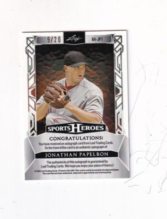 2024 JONATHAN PAPELBON LEAF SPORTS HEROES AUTO/ AUTOGRAPH 9/20 BOSTON ...
