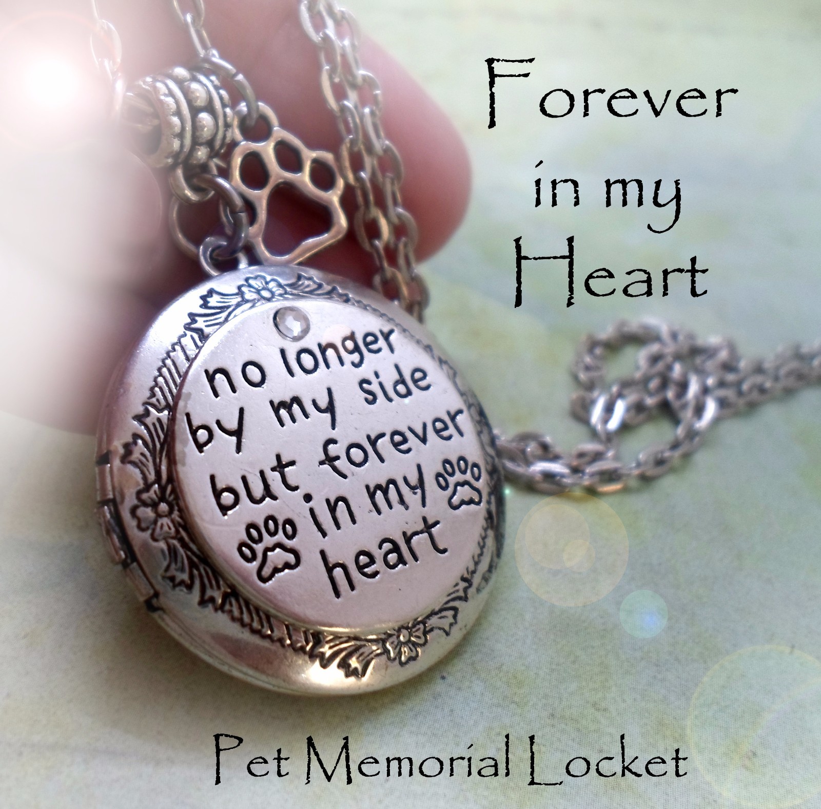 Pet Memorial Locket * No longer by my side but forever in my Heart, dog ...