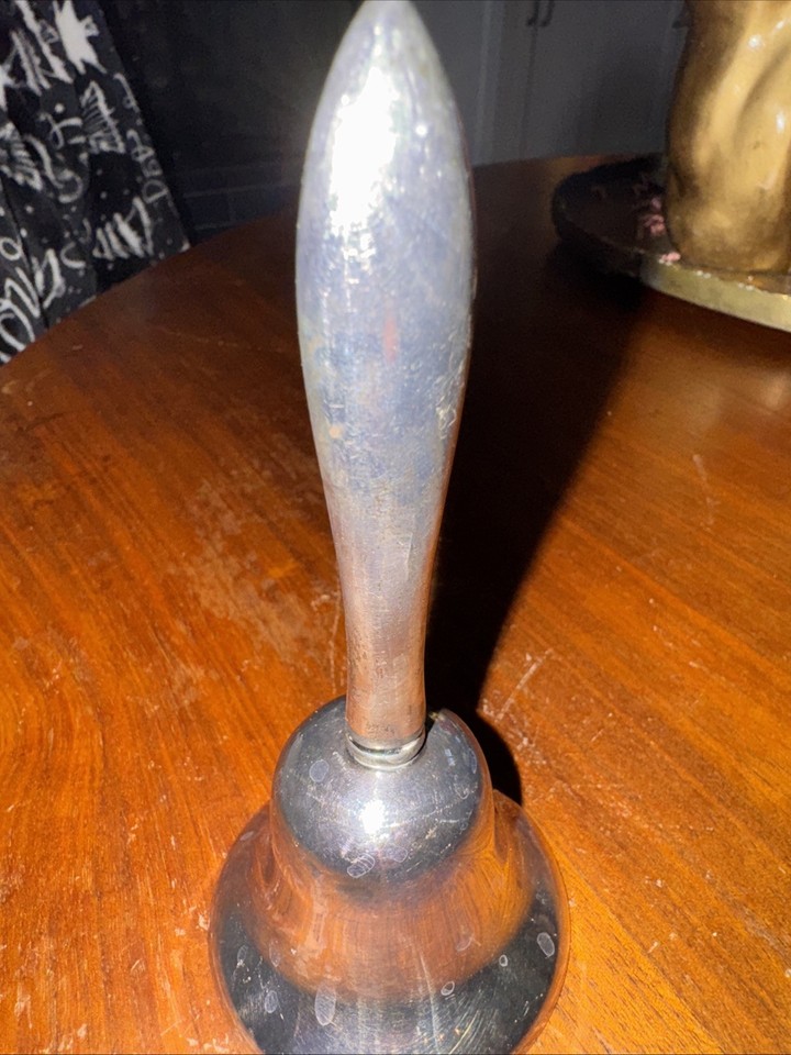 Vintage Shabby Silver Plate Bell Nice Ring 5” Tall | eBay UK