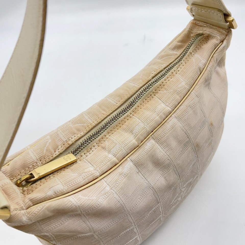 Auth Chanel New Travel Line One-Shoulder Hobo Bag Nylon Canvas W/Box ...