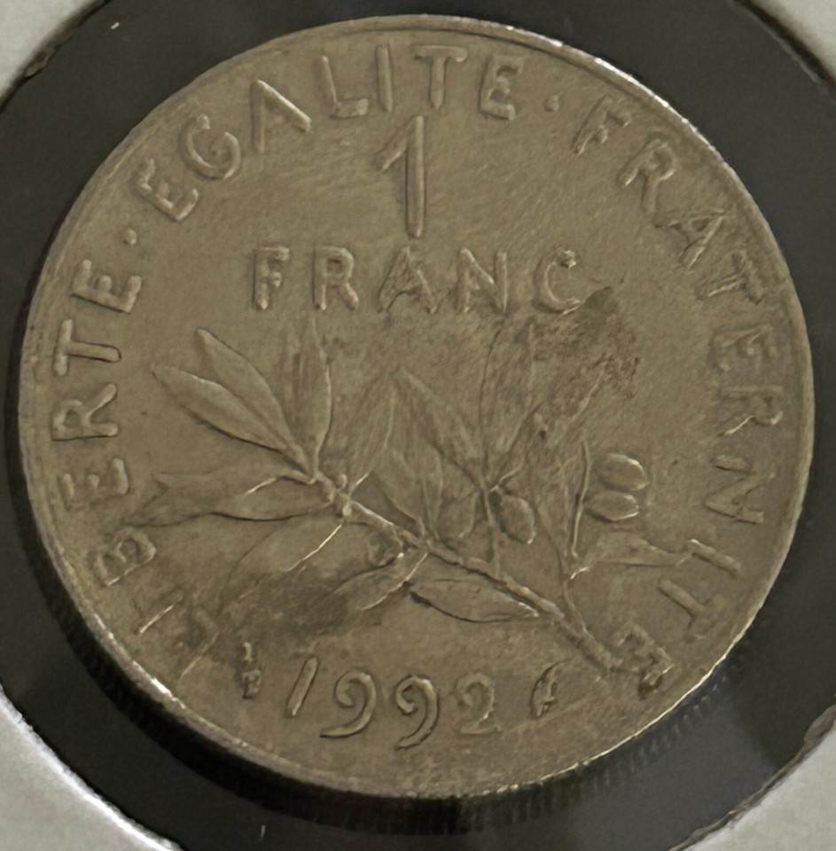 FRANCE 🇫🇷 1 Franc 1992 Coin Currency KM#925.1 (1960-2001) -"L. ROTY ...