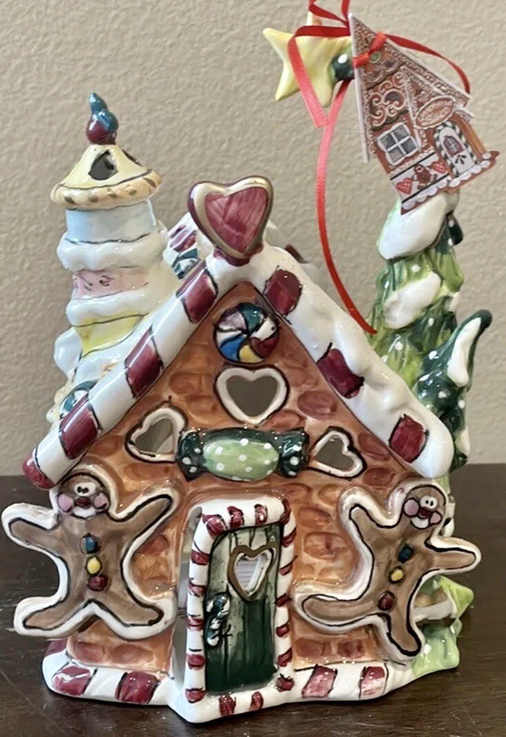 Blue Sky Clayworks Christmas Gingerbread Candle House 888035 NWT Auth ...