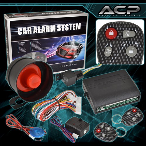 Car Alarm Protection Security System Entry Siren Carbon Remote Control ...
