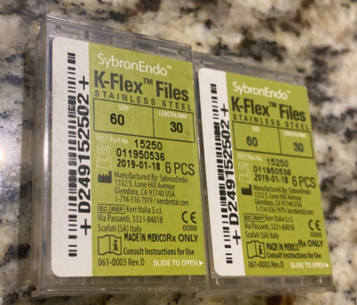 SybronEndo - K-Flex Files - Size 60 Length 30 - Ref 15250 x 2 LOT | eBay
