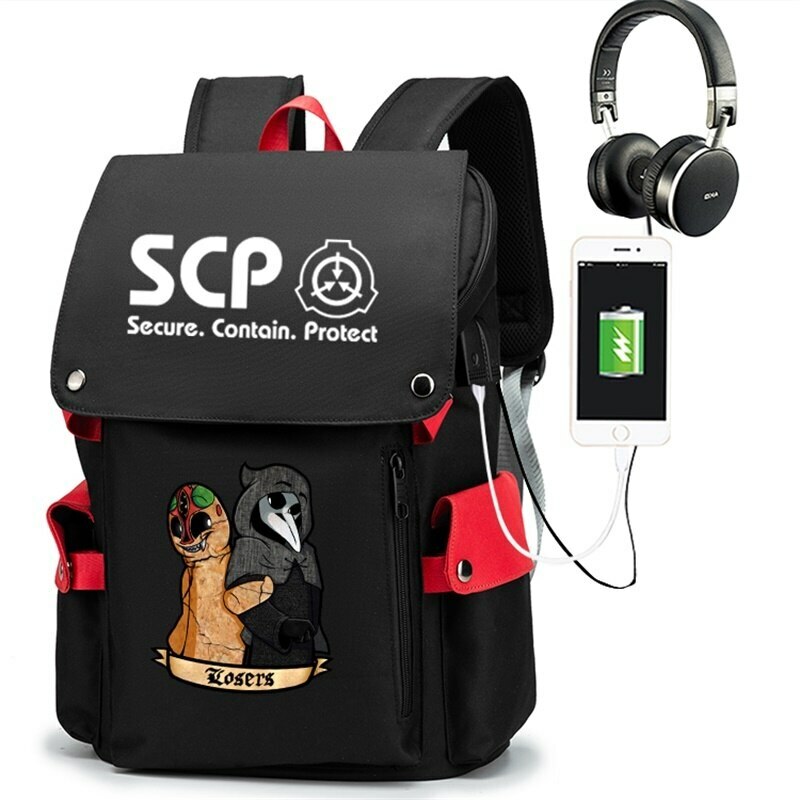 SCP Foundation Backpack Laptop Bags Men Women Travel Bags USB Oxford ...
