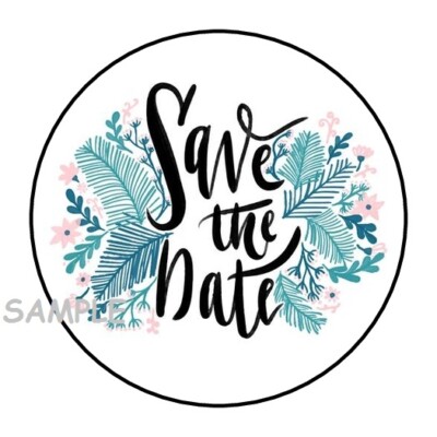 30 SAVE THE DATE ENVELOPE SEALS LABELS STICKERS 1.5" ROUND WEDDING ...