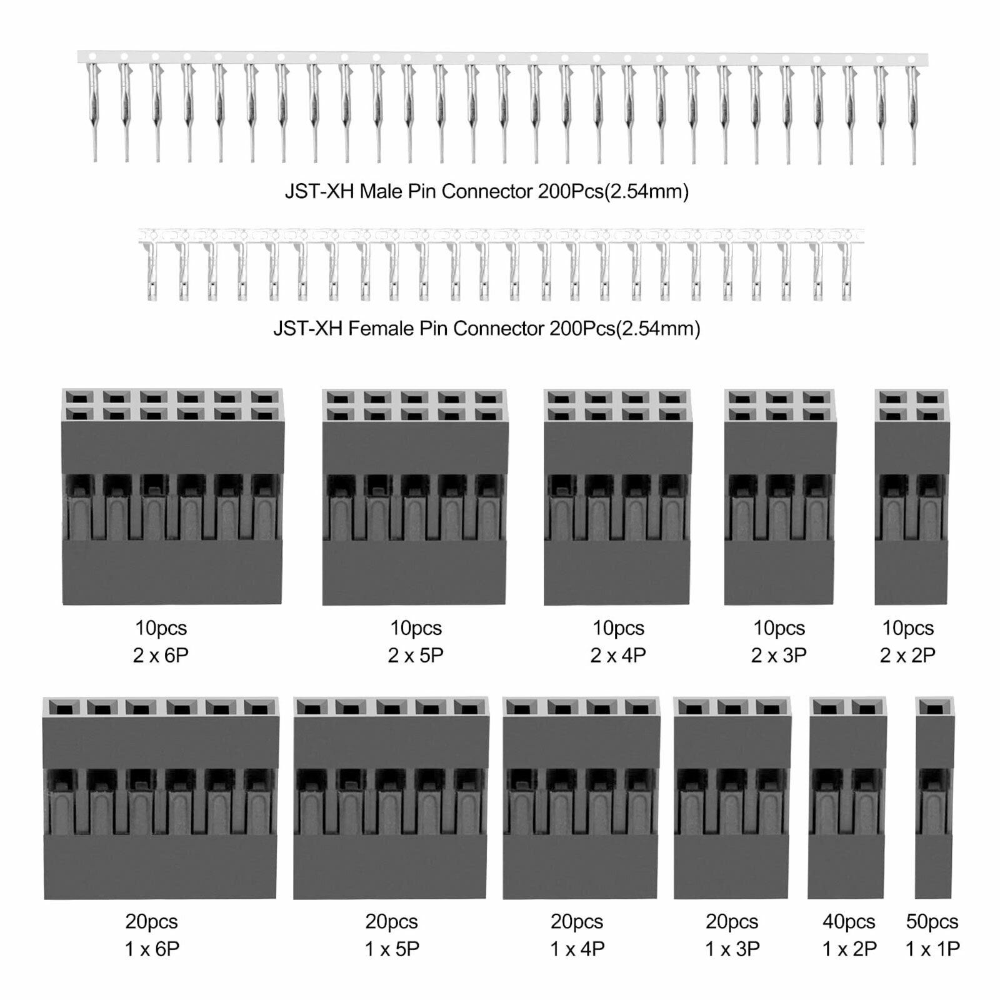 620Pcs Pitch Pin Housing Connector Dupont Male Female Crimp 2.54mm Pins ...