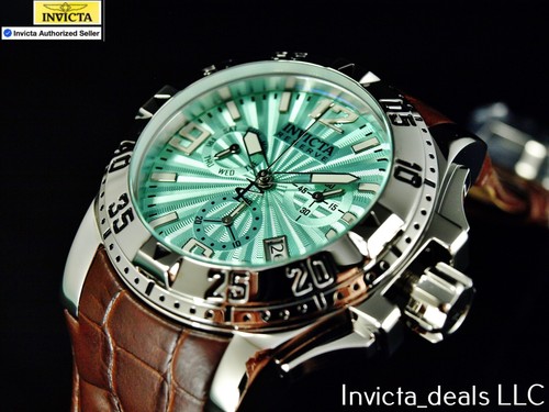 Invicta Men's Reserve EXCURSION Swiss Chronograph TURQUOISE DIAL Leather SS Watc | eBay