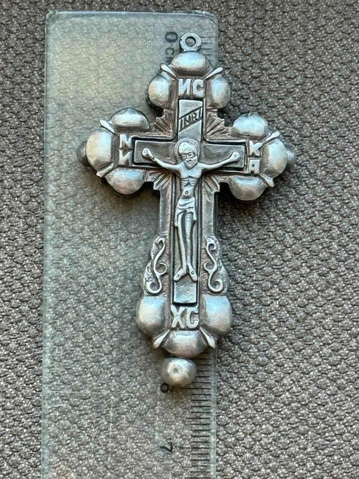 Antique Cross Jesus Silver Christian Reliquary Amulet Case Shroud RARE ...