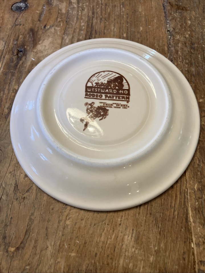 2 (two) Westward Ho Rodeo Pattern Cups 3-5/8" And Saucers Dinerware ...