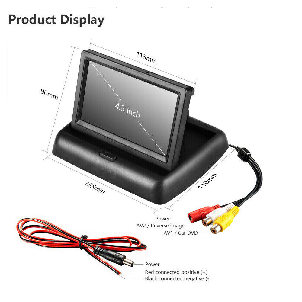 Dashboard Monitor Pop-Up 4.3" LCD Dash Reverse Camera Input Car Rear ...
