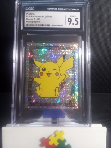 CGC 9.5 Mint Pikachu S6 Merlin Series 1 Holographic Sticker Pokémon TCG ...