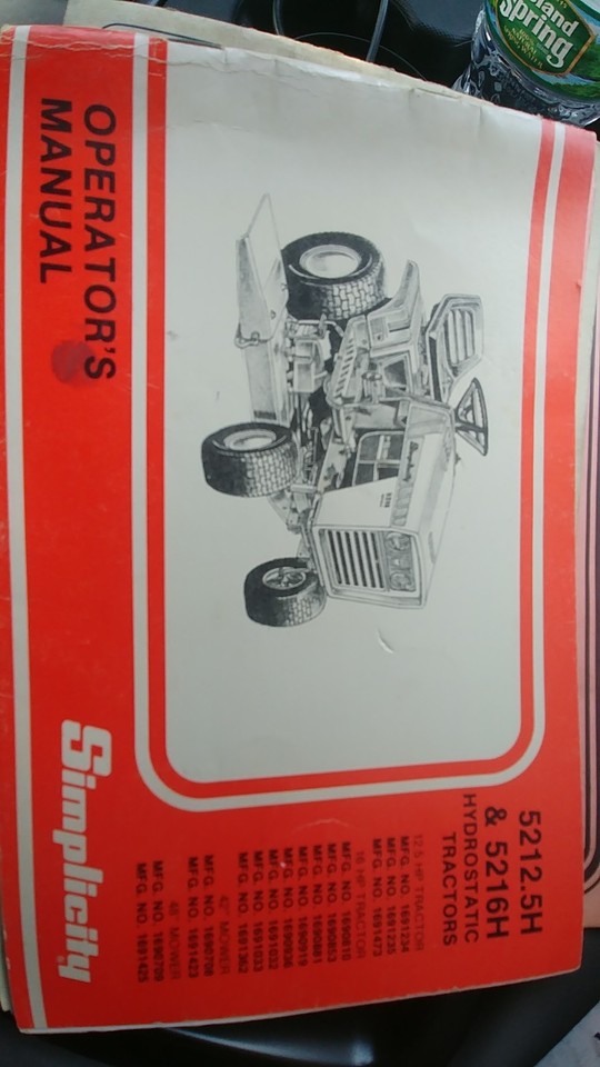 SIMPLICITY TRACTOR OPERATORS MANUAL 5116 LTG 5216H LTH sunstar | eBay