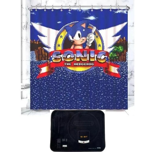 Sonic the Hedgehog Shower Curtain & SEGA Mega Drive Bath Mat Pack | eBay UK