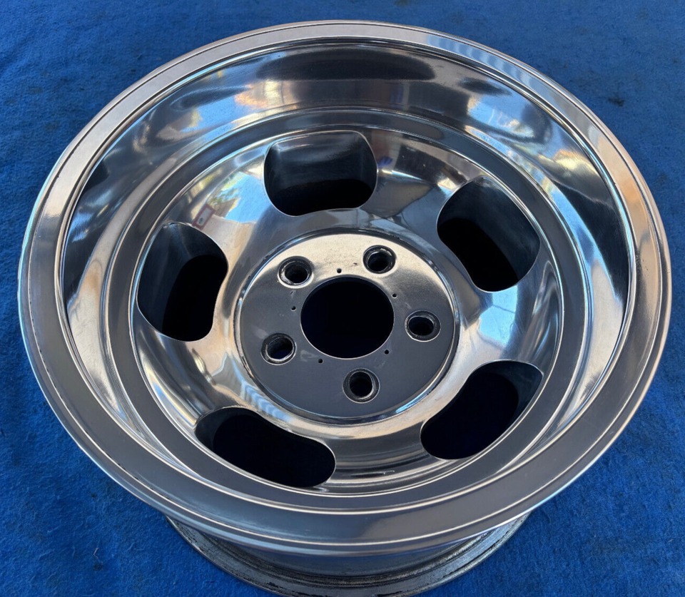 (1) 15" VINTAGE SHELBY CAL 500 POLISHED SLOT MAG WHEEL 15x8.5 RIM 5x5 ...