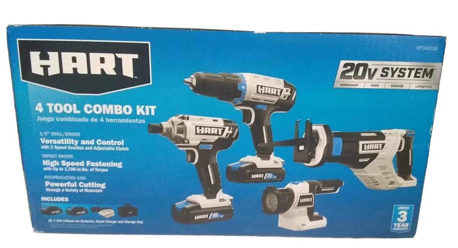 Hart Cordless 20v 4-Tool Combo Kit HPCK402B READ for Kit Contents ...