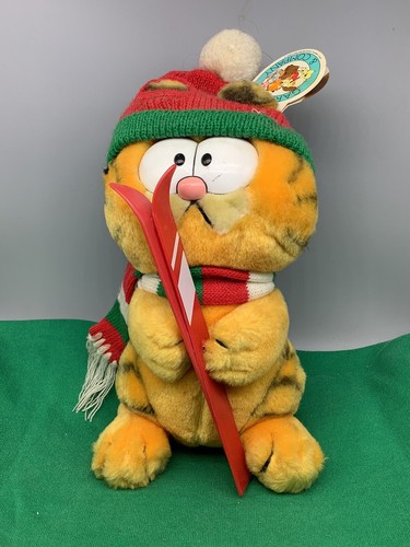Vtg Garfield Daikin Plush Cat Cartoon Strip Skier hat scarf | eBay