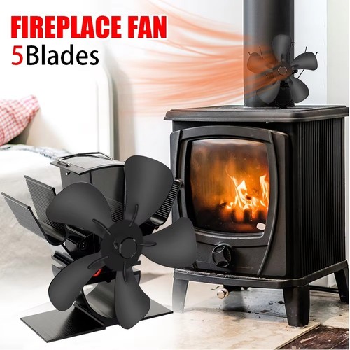 5-Blade Heat Powered Stove Top Fan for Wood Burner Log Burning Fire Eco ...