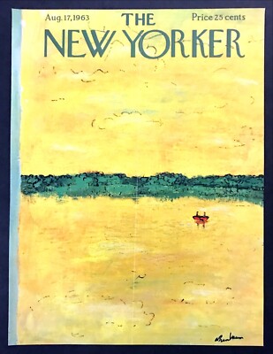August 17, 1963 Couple in Rowboat on Lake art Abe Birnbaum New Yorker ...
