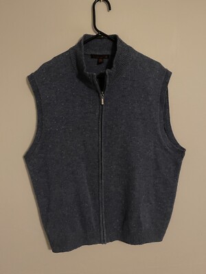 Linea Uomo Wool Blend Blue Full Zip Mock Neck Sweater Vest - Men's 2XL ...