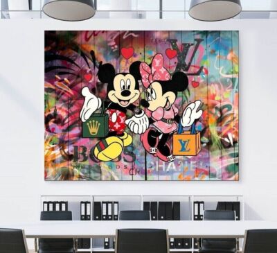 LEINWAND BILD BIS 160x120x5 MICKY-MINI-MAUS POPART STREET-ART LV BUNT ...