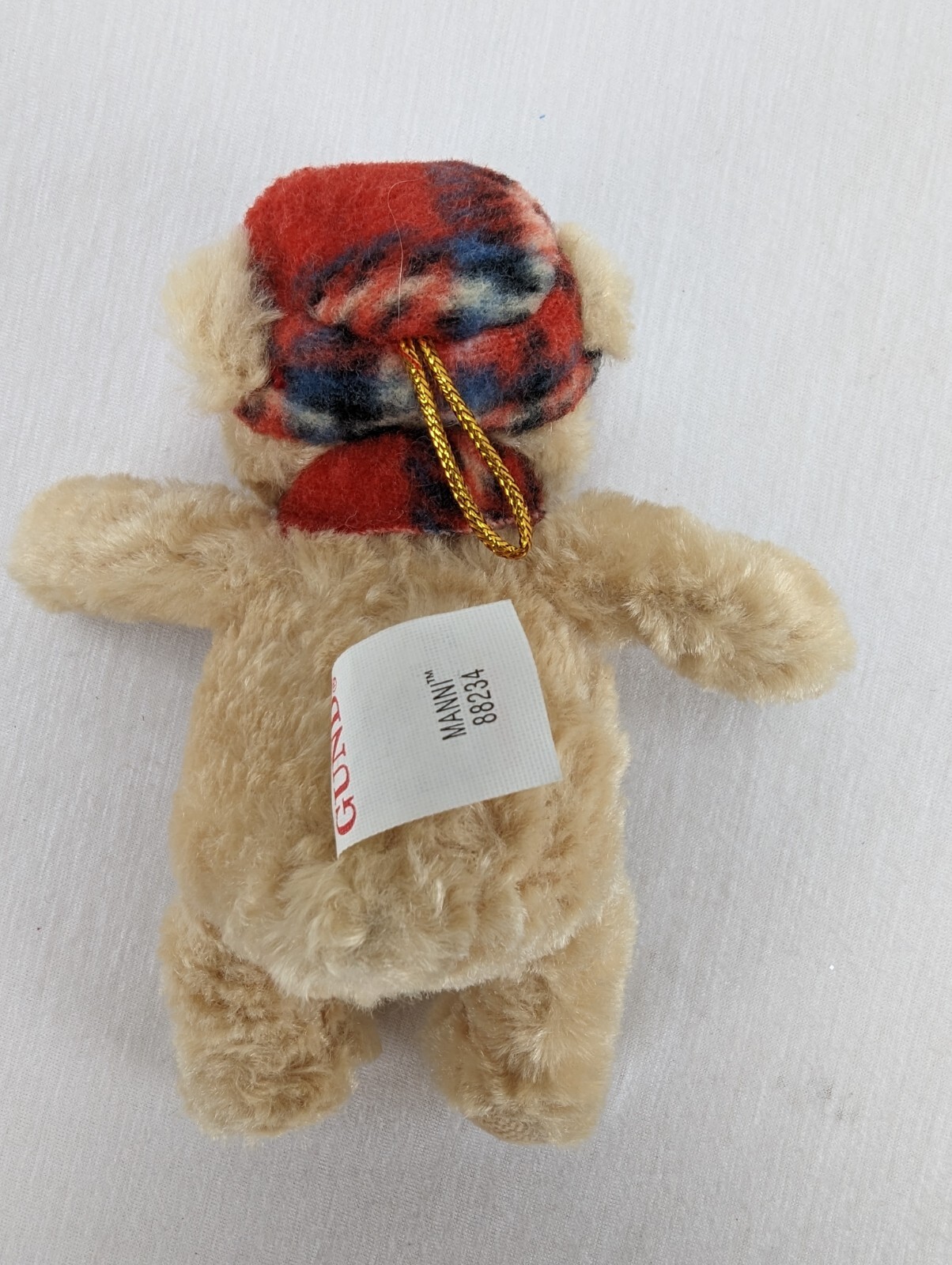Gund Manni Miniature Teddy Bear Plush 5.5" Stuffed Animal Plaid Hat ...