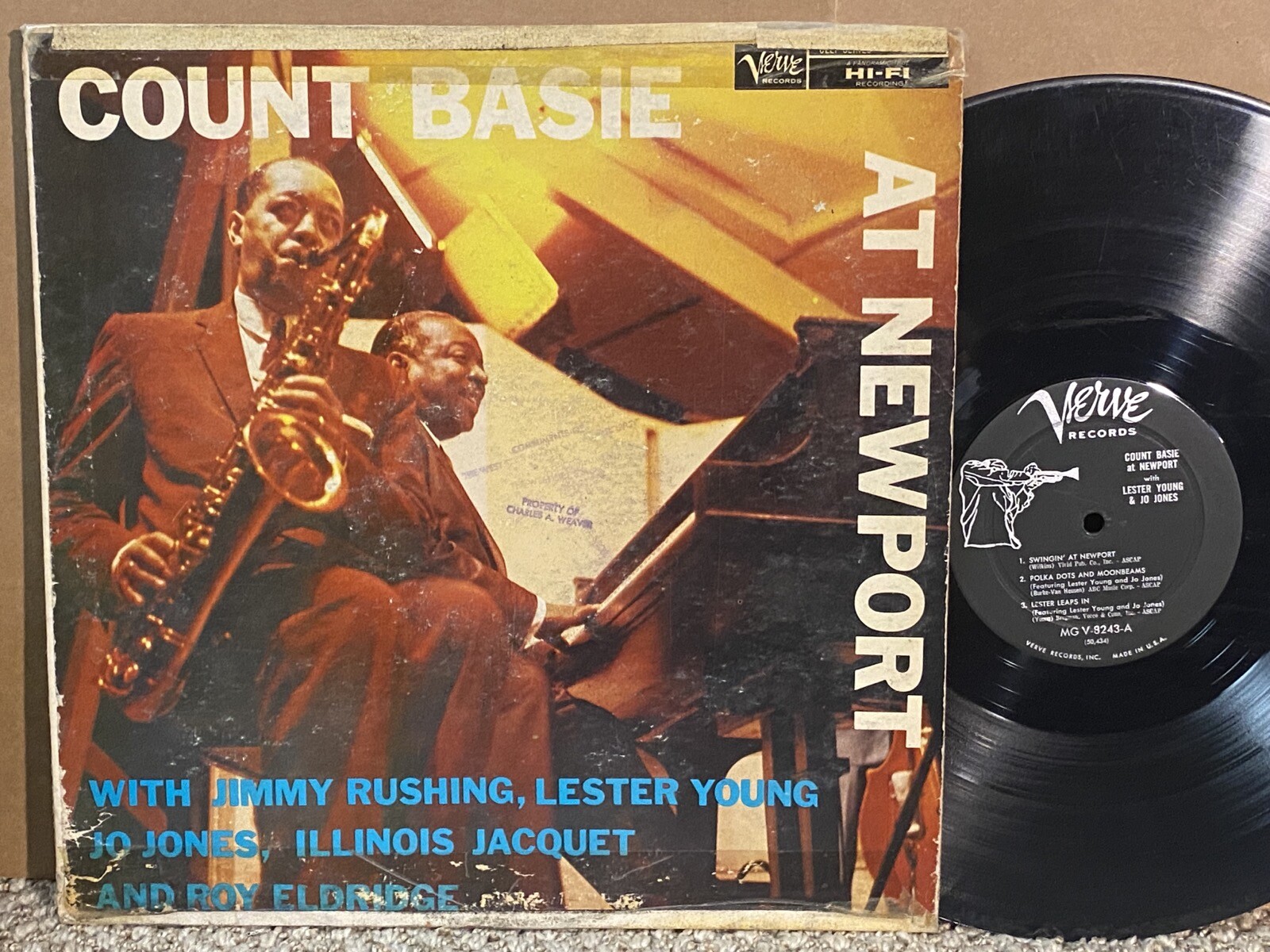 Count Basie At Newport VG VERVE ORIG TRUMPET LABEL MONO DG Lester Young ...