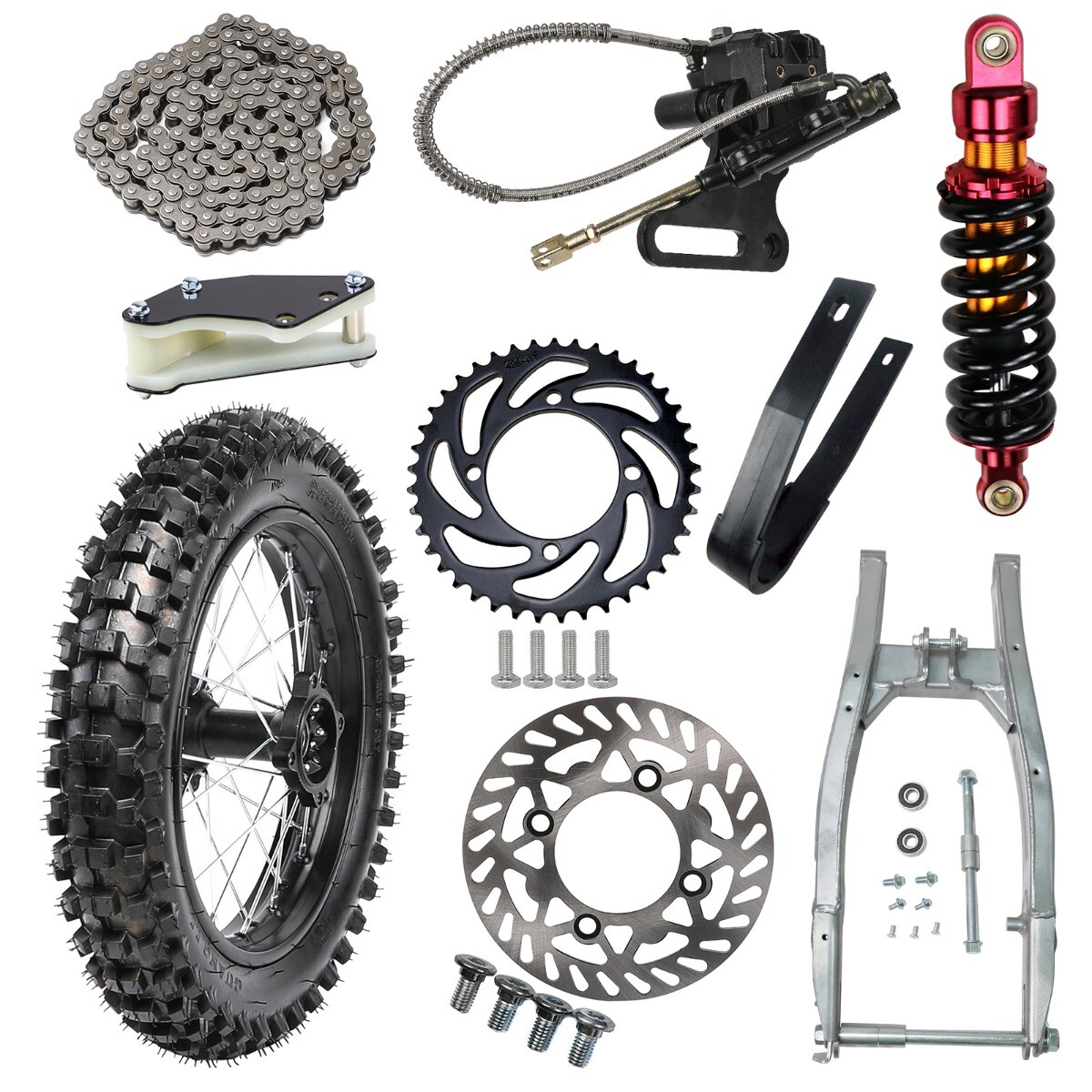 14" Rear Wheel Shock Swing Arm Kit 90/100-14 Tire Pit Bike Apollo RFZ ...