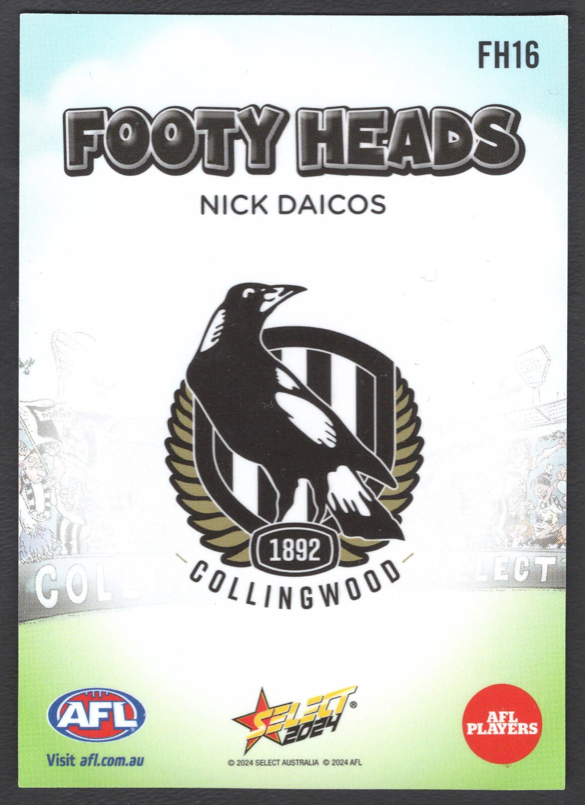 2024 AFL FOOTY STARS [FOOTY HEAD] CHASE CARD - FH16 Nick DAICOS ...