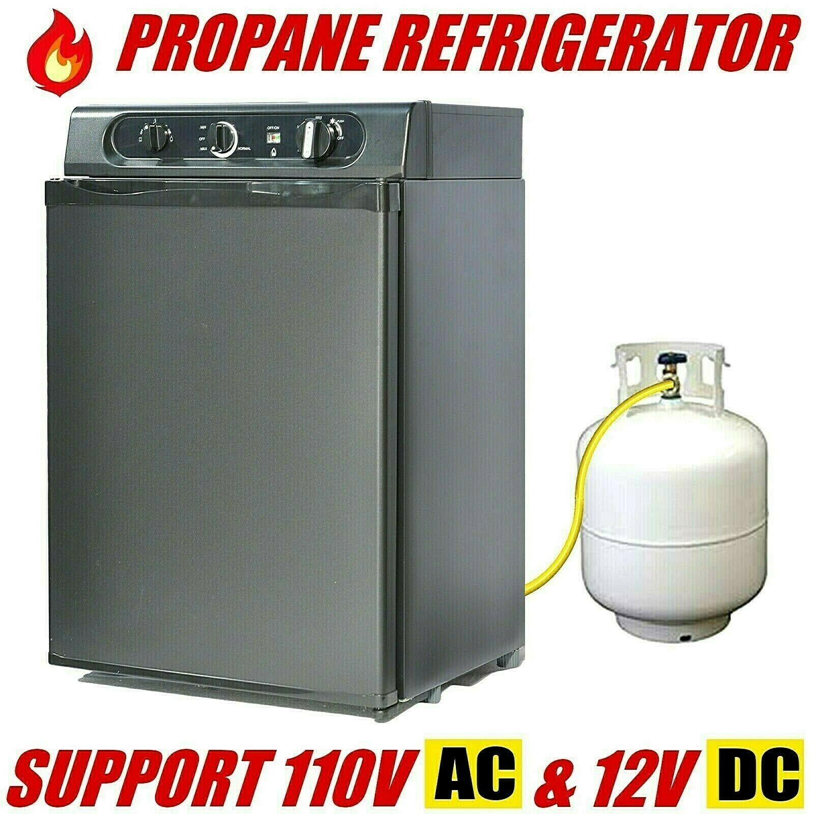 3-Way LP Gas Fridge Propane Refrigerator Compact Freestanding 12V DC 2. ...