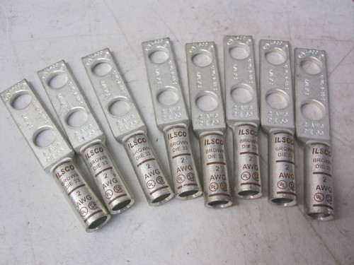 ILsco Compression Lug Connector Brown Die 33 2 AWG 2 Hole Lot of 8 | eBay