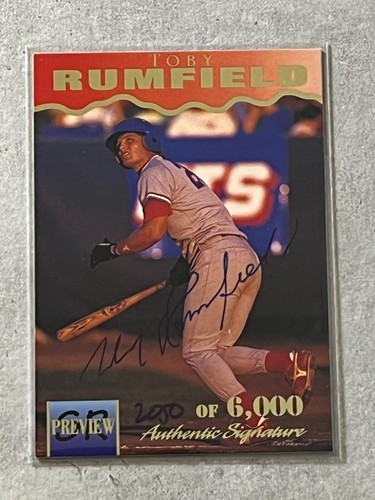 1995 Signature Rookie Preview Toby Rumfield SP RC Auto /6000 #31 Reds ...