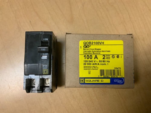 Square D QOB2100VH Bolt-on Circuit Breaker 100 Amps, 2 Pole, 120/240 V ...
