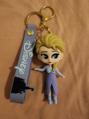 Disney Princess Elsa Silicone Rubber Pendant Strap Keychain Key Ring ...