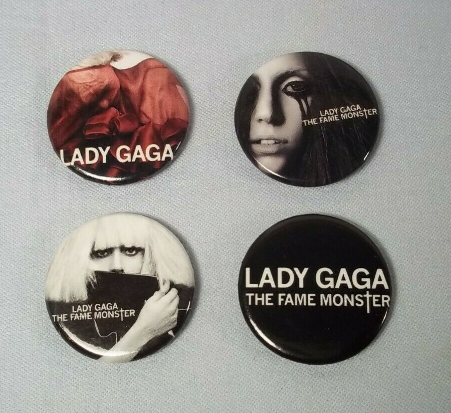 Lot of 4 RARE Lady GaGa "The Fame Monster" Buttons / Pins 2009 Tour ...