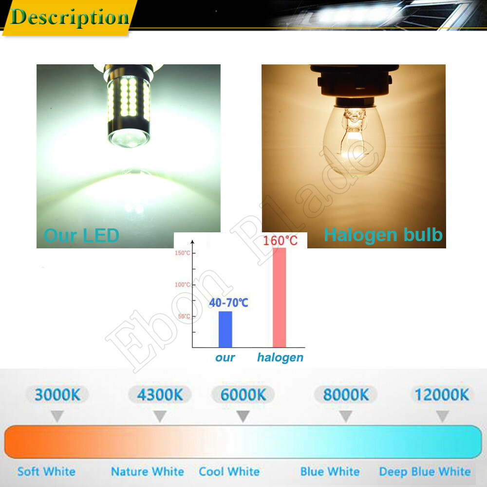 2Pcs P36S BPF P323 LLB323 3030 66SMD Car LED Light Bulb Lamp White ...
