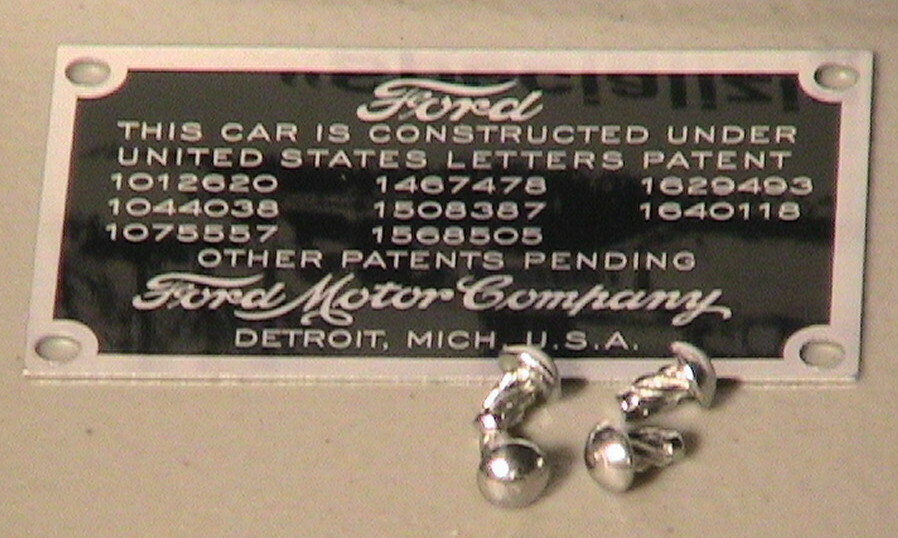 1928-1931 Model A Ford Firewall Patent Data Plate and Body ID Tag | eBay