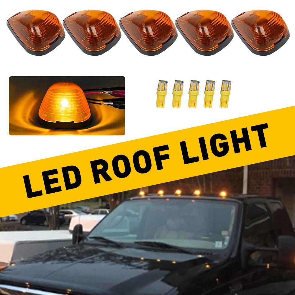 5pcs Cab Marker Light Amber Cover Cab Roof Running Light Top