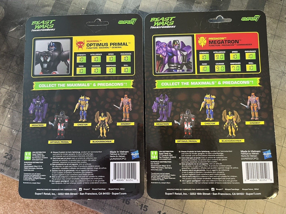 Super7 ReAction Beast Wars Transformers MEGATRON & OPTIMUS PRIMAL Hyper ...
